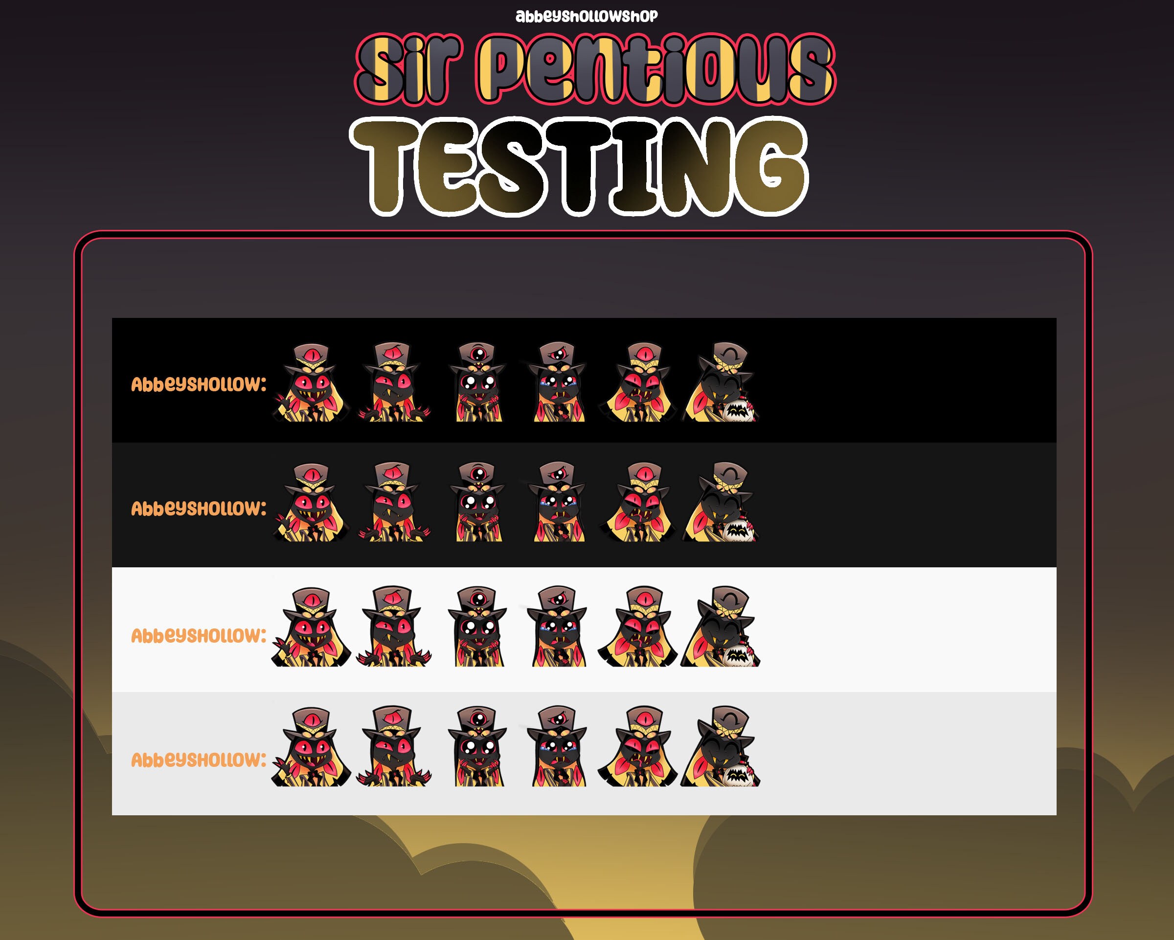 Hazbin Hotel | Sir Pentious Premade Emote Pack (6) | Twitch Emotes ...