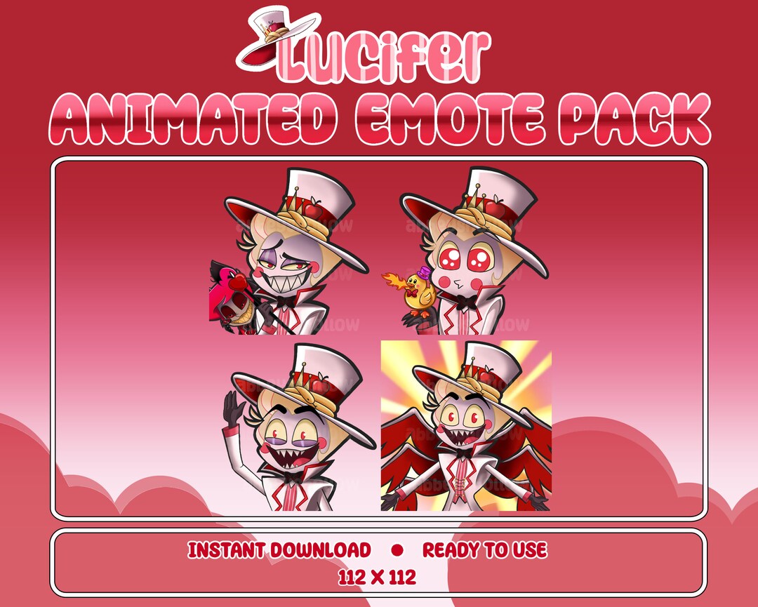 Animated Hazbin Hotel | Lucifer Premade Emote Pack (4) | Twitch Emotes ...