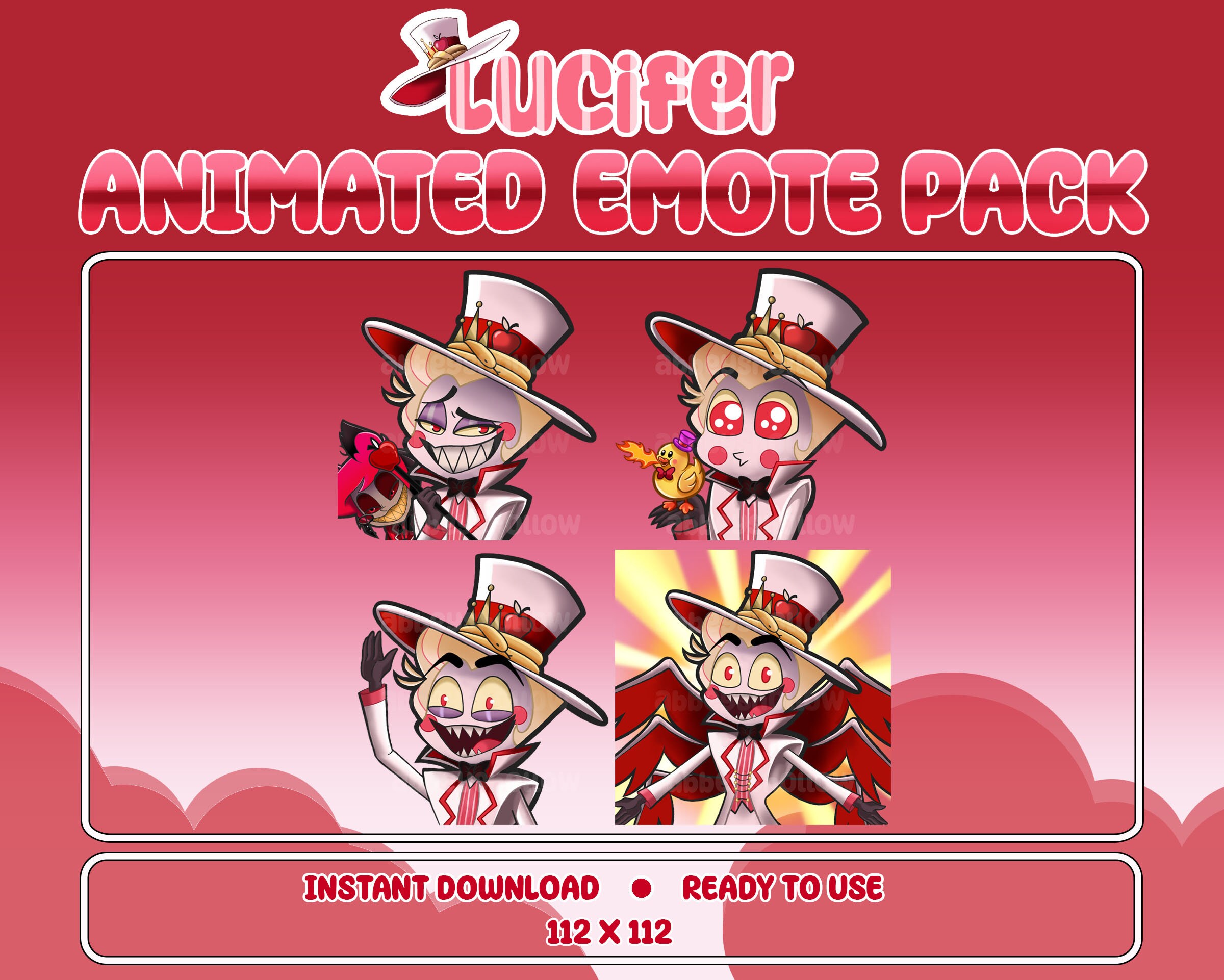 Animated Hazbin Hotel Lucifer Premade Emote Pack 4 Twitch Emotes ...