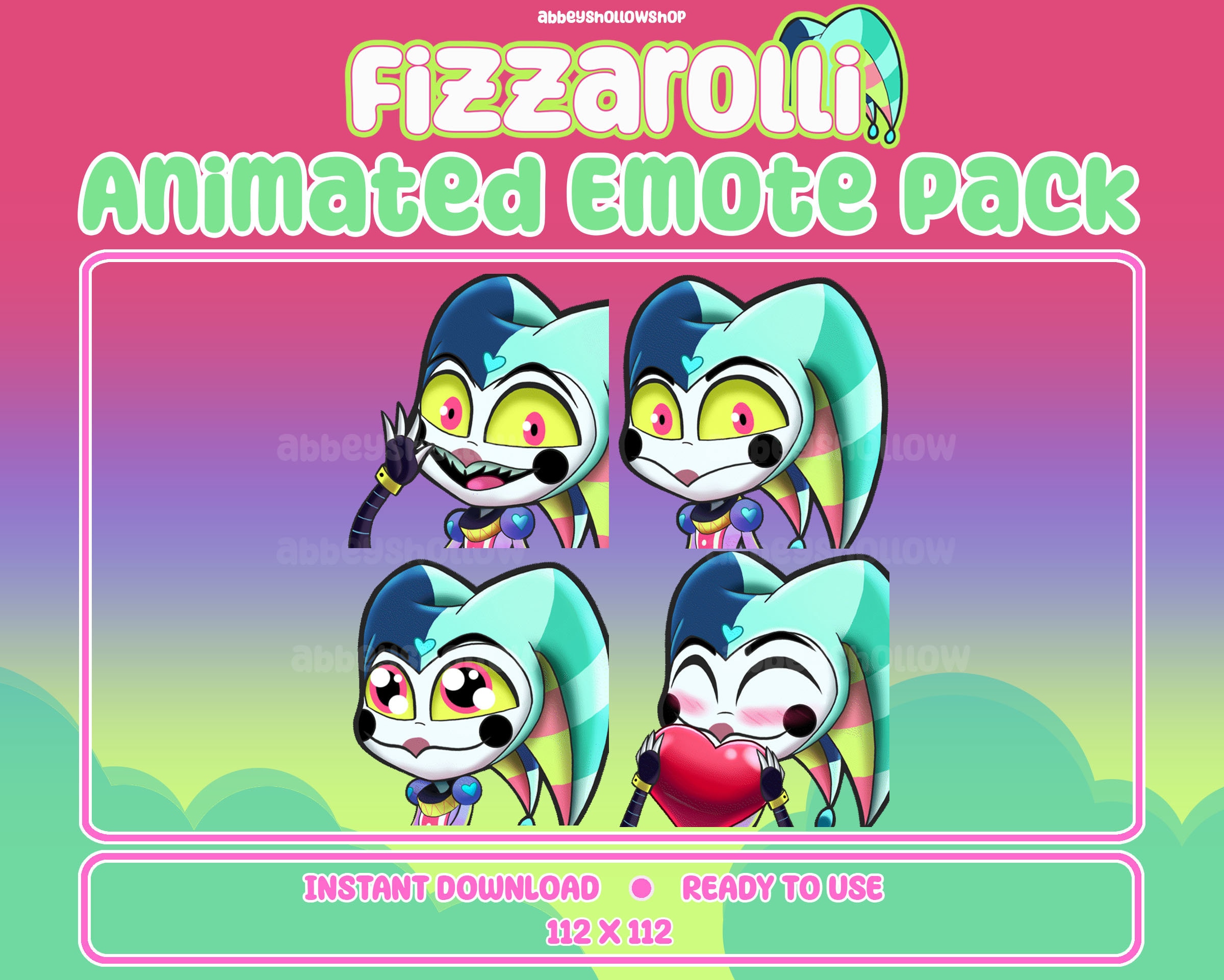 Animated Helluva Boss | Fizzarolli Premade Emote Pack (4) | Twitch ...
