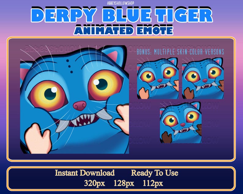 Kpop Demon Hunters Derpy Blue Tiger Animated Emote | Twitch, Discord ...