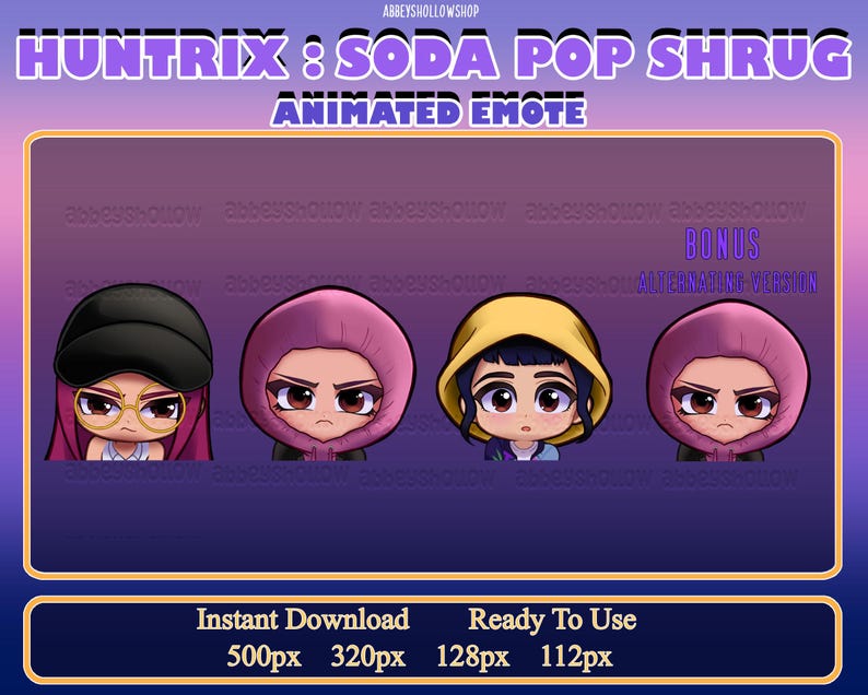 Kpop Demon Hunters Huntrix Soda Pop Shrug Animated Emotess | Twitch ...