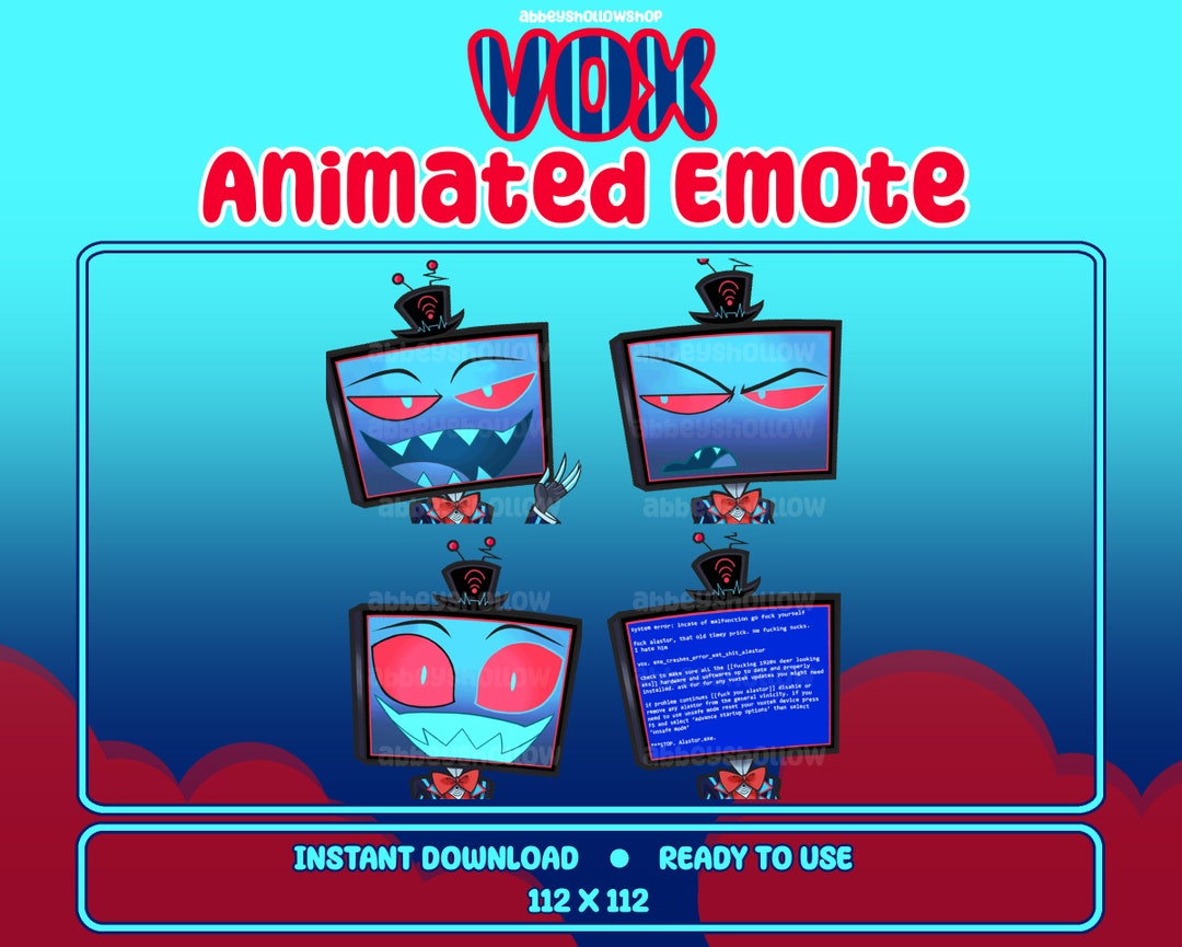 Animated Hazbin Hotel | Vox Premade Emote Pack (4) | Twitch Emotes ...