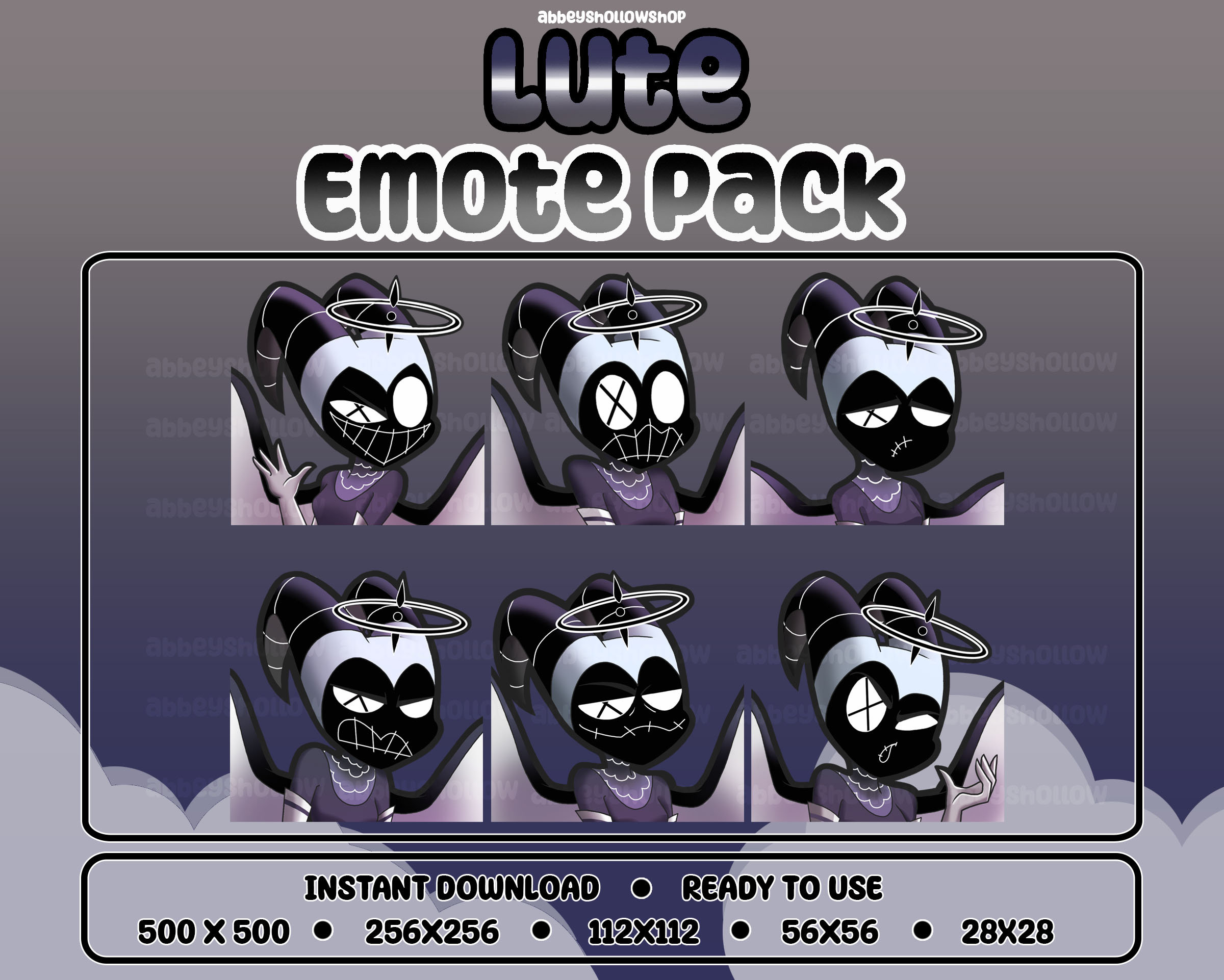 Hazbin Hotel | Lute Premade Emote Pack (6) | Twitch Emotes | Discord ...