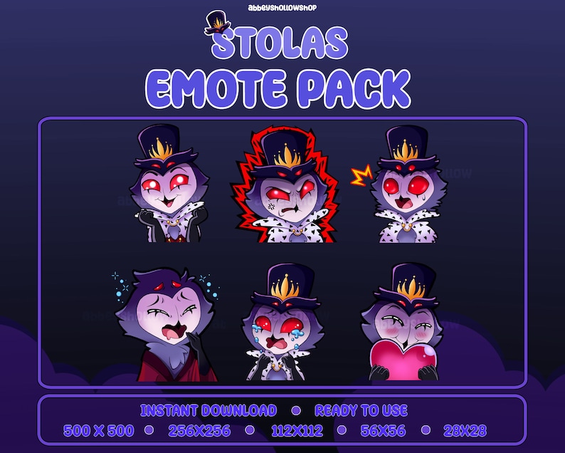 Helluva Boss | Stolas Premade Emote Pack (6) | Twitch Emotes | Discord ...