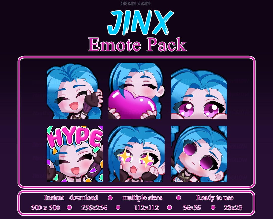 Arcane Jinx Emote Pack: Twitch/discord/etc., Streamer Assets (digital ...