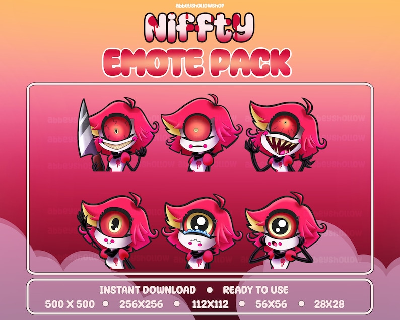 Hazbin Hotel | Niffty Premade Emote Pack (6) | Twitch Emotes | Discord ...