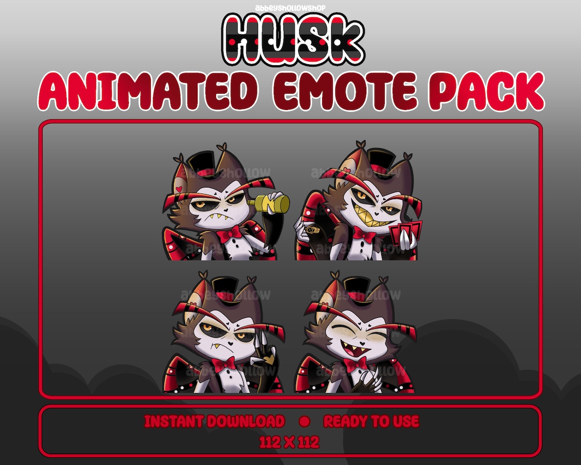 Animated Hazbin Hotel | Husk Premade Emote Pack (4) | Twitch Emotes ...