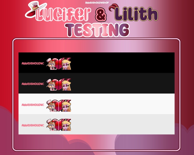 Hazbin Hotel | Lucifer & Lilith Premade Emote Pack (6) | Twitch Emotes ...