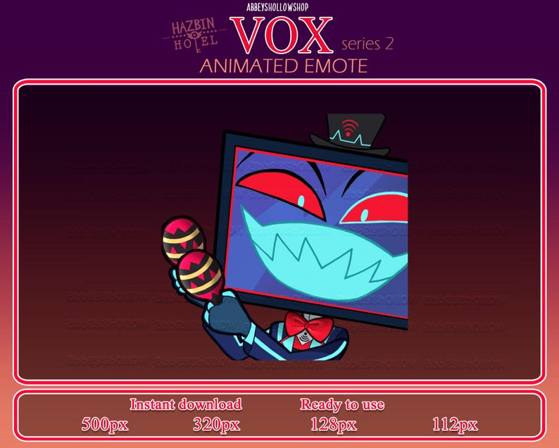 Vox ANIMATED Emote: Hazbin Hotel Series 2, Twitch, Discord, Streamer ...