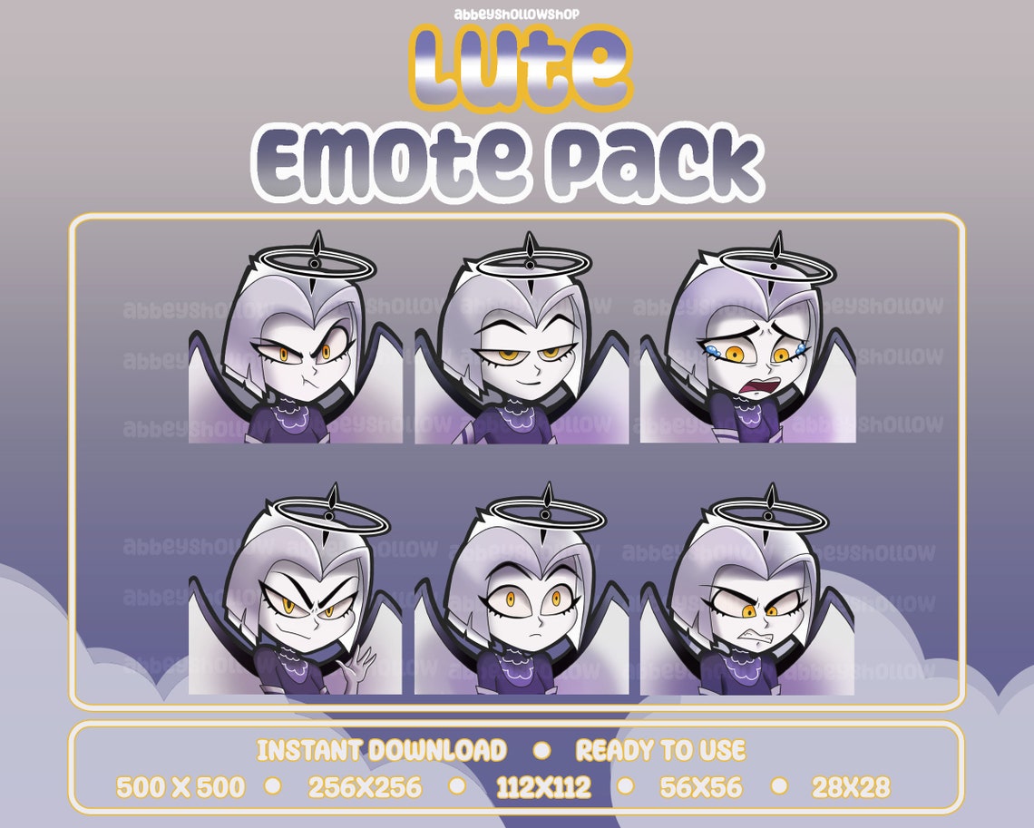 Hazbin Hotel | Lute -no Mask- Premade Emote Pack (6) | Twitch Emotes ...