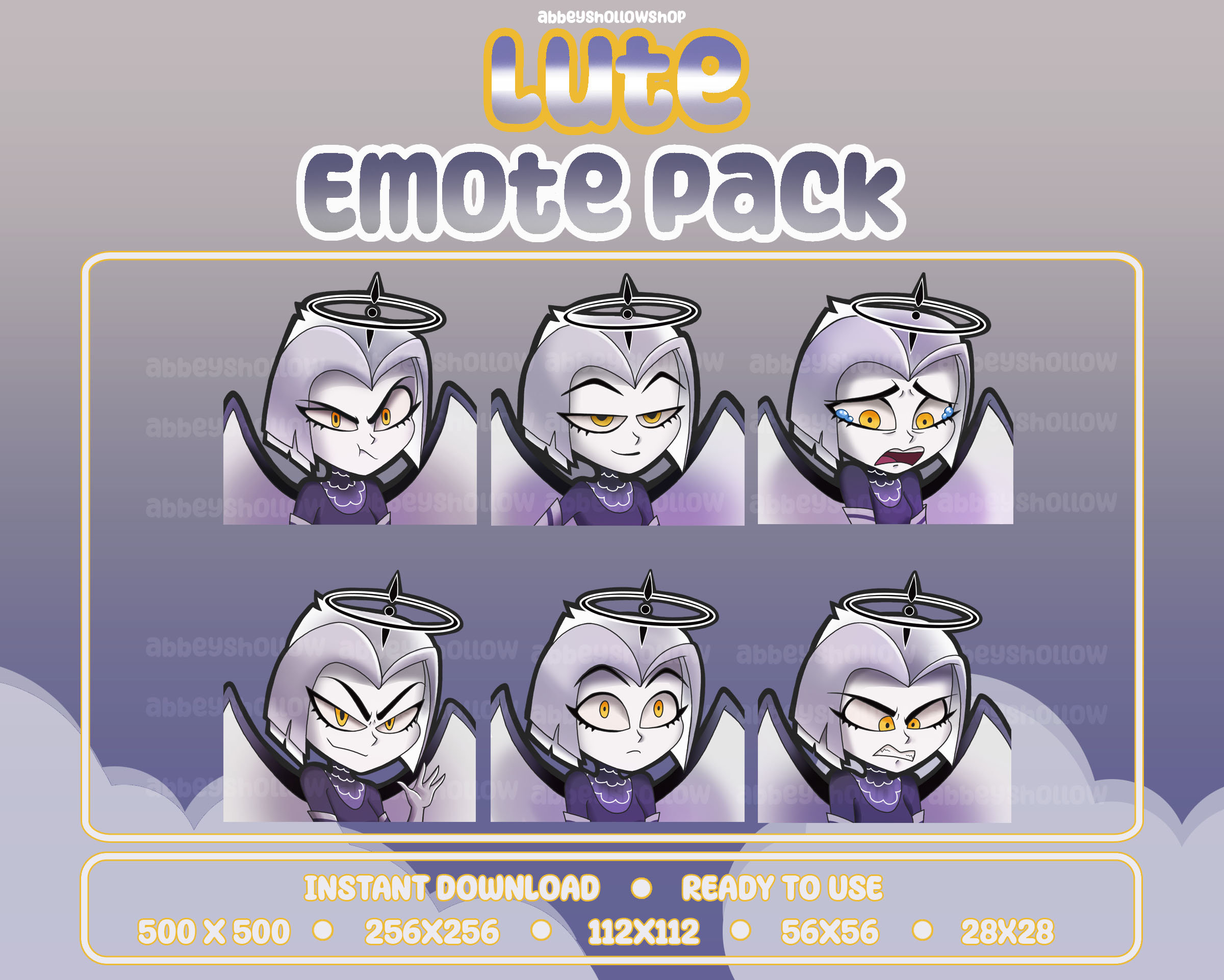 Hazbin Hotel | Lute -no Mask- Premade Emote Pack (6) | Twitch Emotes ...