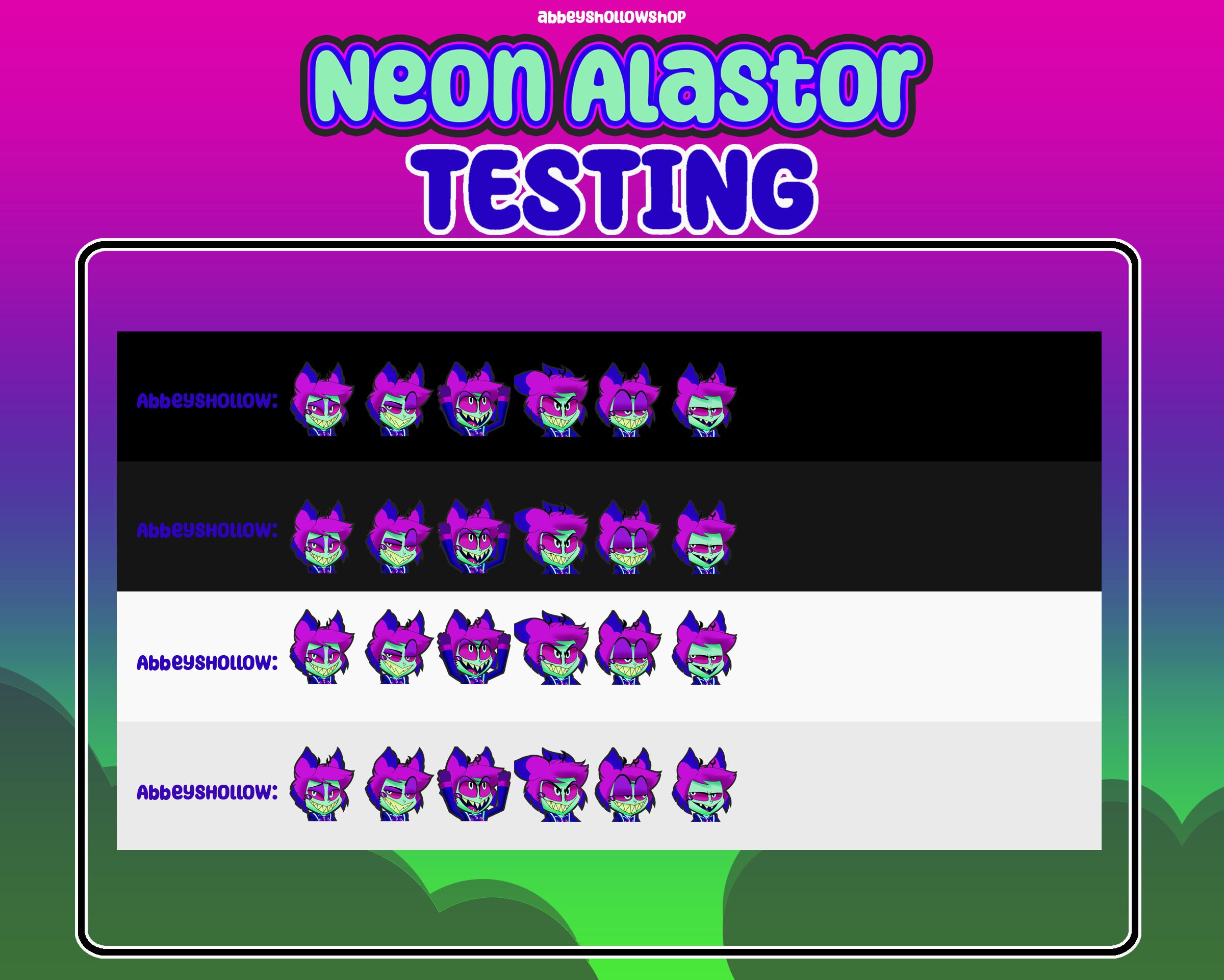 Hazbin Hotel | NEON Alastor Premade Emote Pack (6) | Twitch Emotes ...
