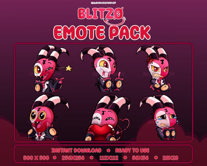 Helluva Boss | Blitz∅ Premade Emote Pack (6) | Twitch Emotes | Discord ...