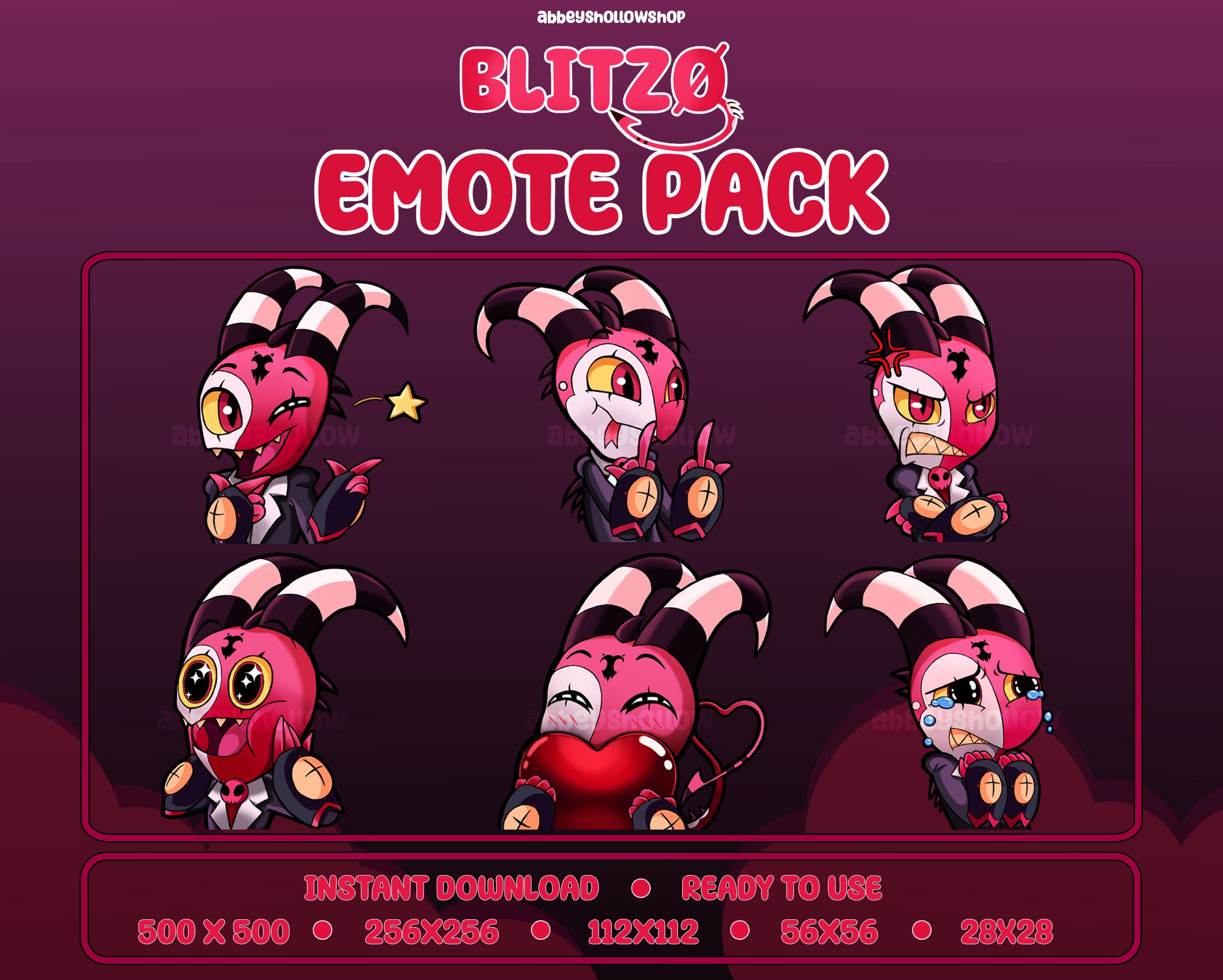 Helluva Boss | Blitz∅ Premade Emote Pack (6) | Twitch Emotes | Discord ...