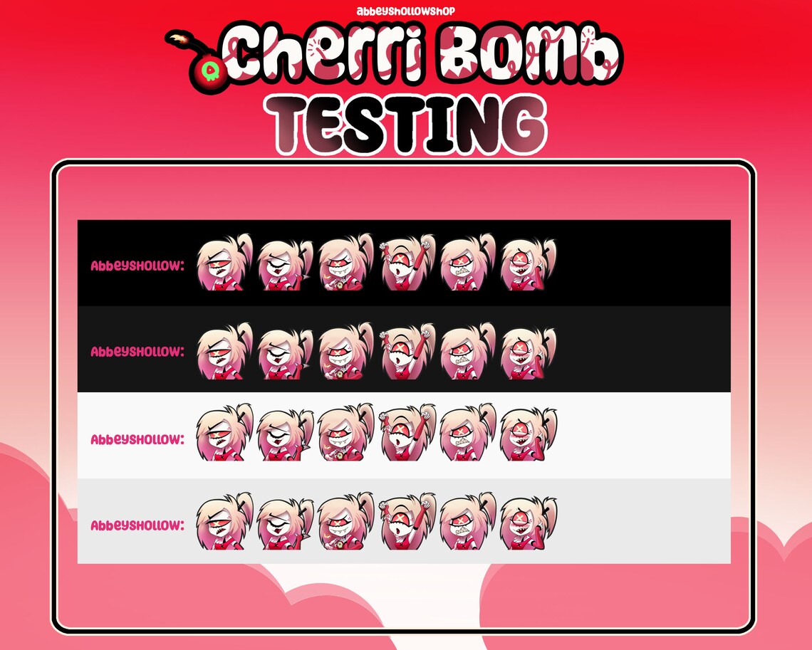 Hazbin Hotel | Cherri Bomb Premade Emote Pack (6) | Twitch Emotes ...