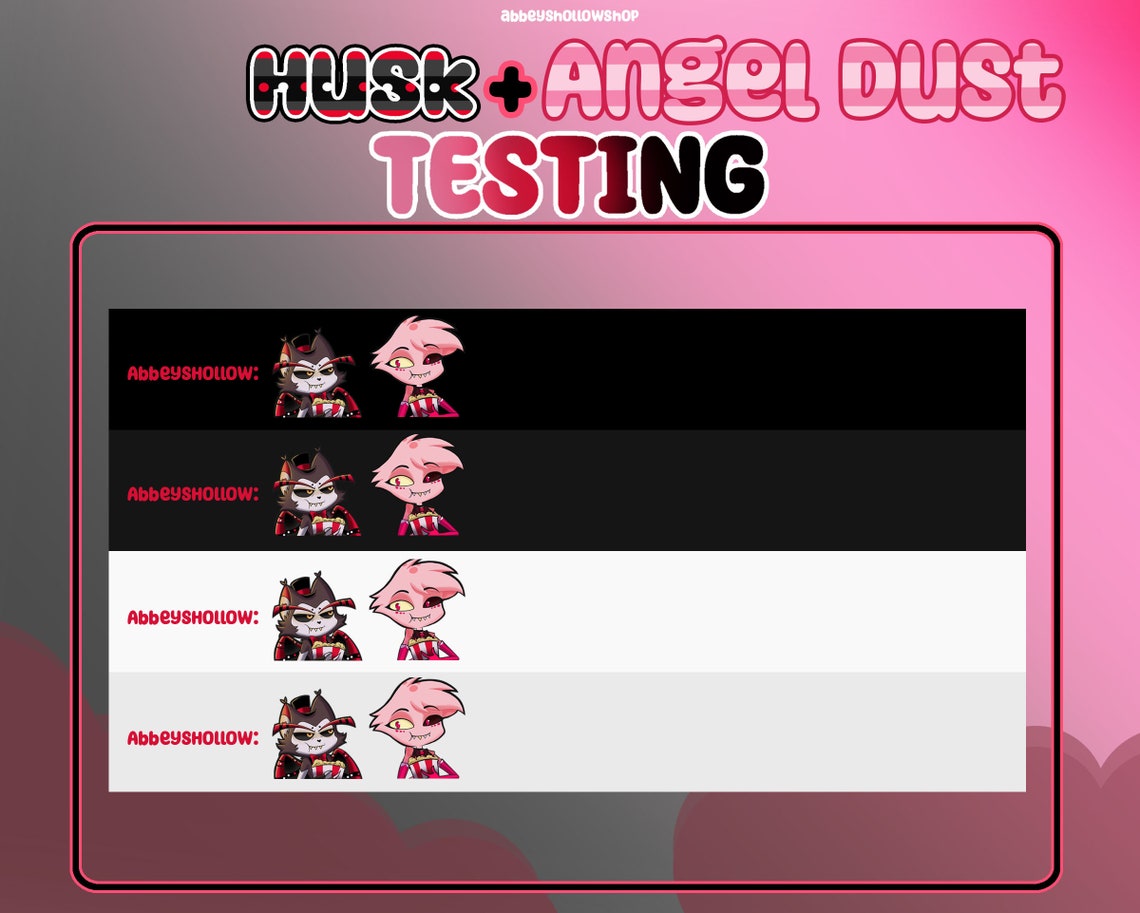 Animated Hazbin Hotel Husk & Angel Dust Premade Emote Pack 2 Twitch ...