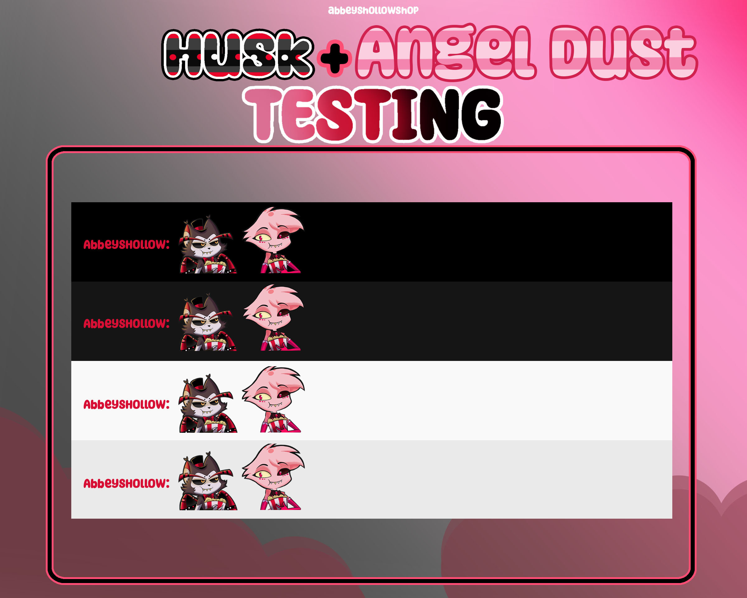 Animated Hazbin Hotel Husk & Angel Dust Premade Emote Pack 2 Twitch ...