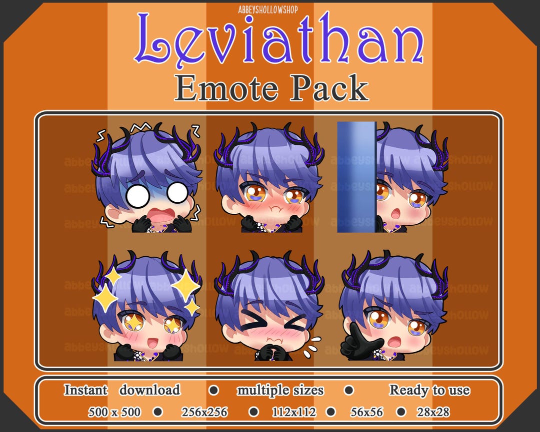 Leviathan | Obey Me! | Premade Emote Pack (6) | Twitch Emotes | Discord ...