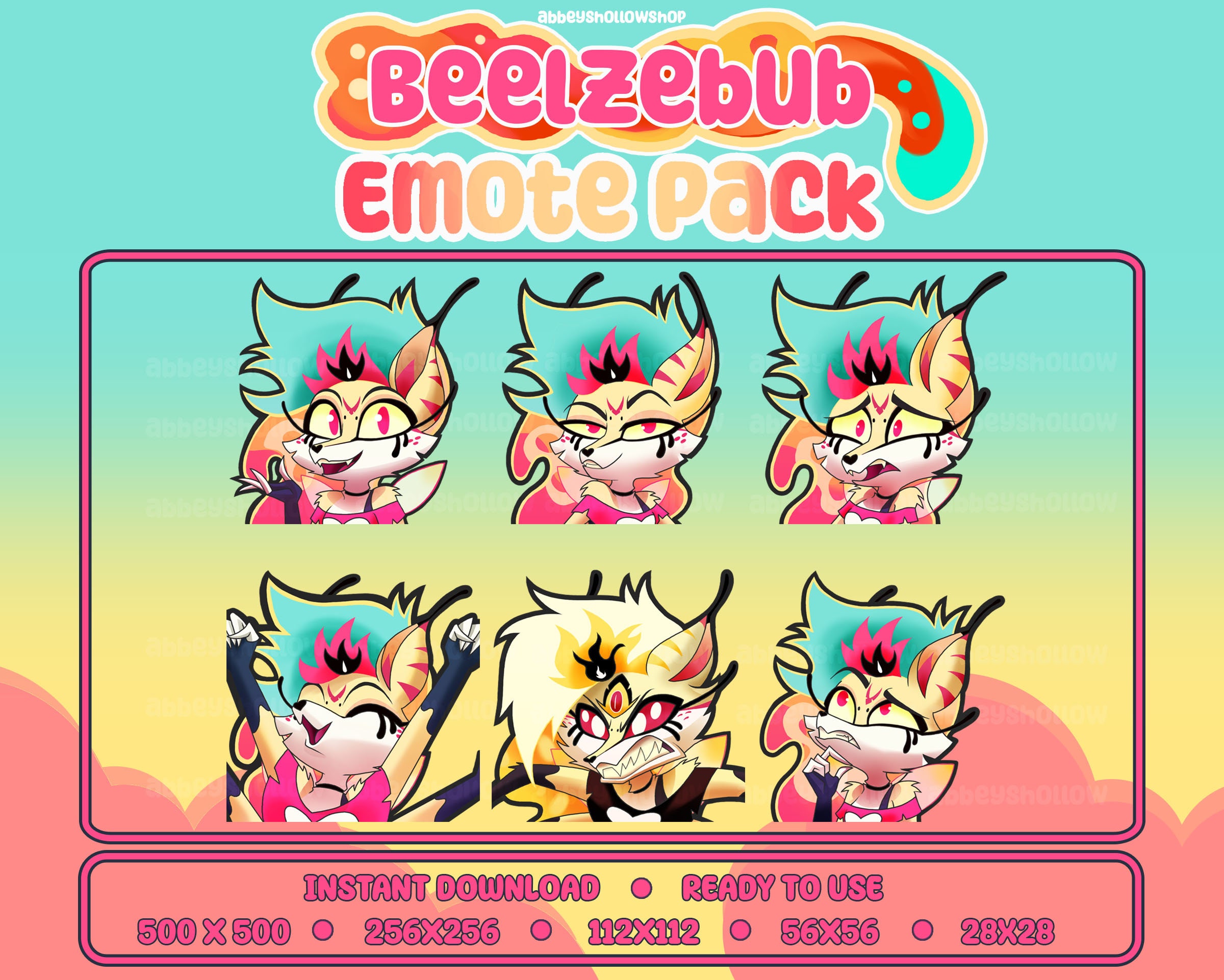Helluva Boss | Beelzebub Premade Emote Pack (6) | Twitch Emotes ...