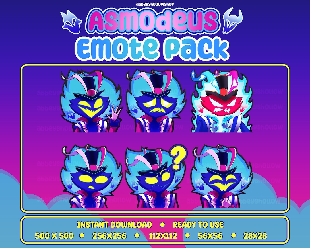 Helluva Boss | Asmodeus Premade Emote Pack (6) | Twitch Emotes ...