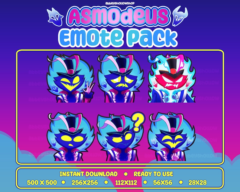 Helluva Boss | Asmodeus Premade Emote Pack (6) | Twitch Emotes ...