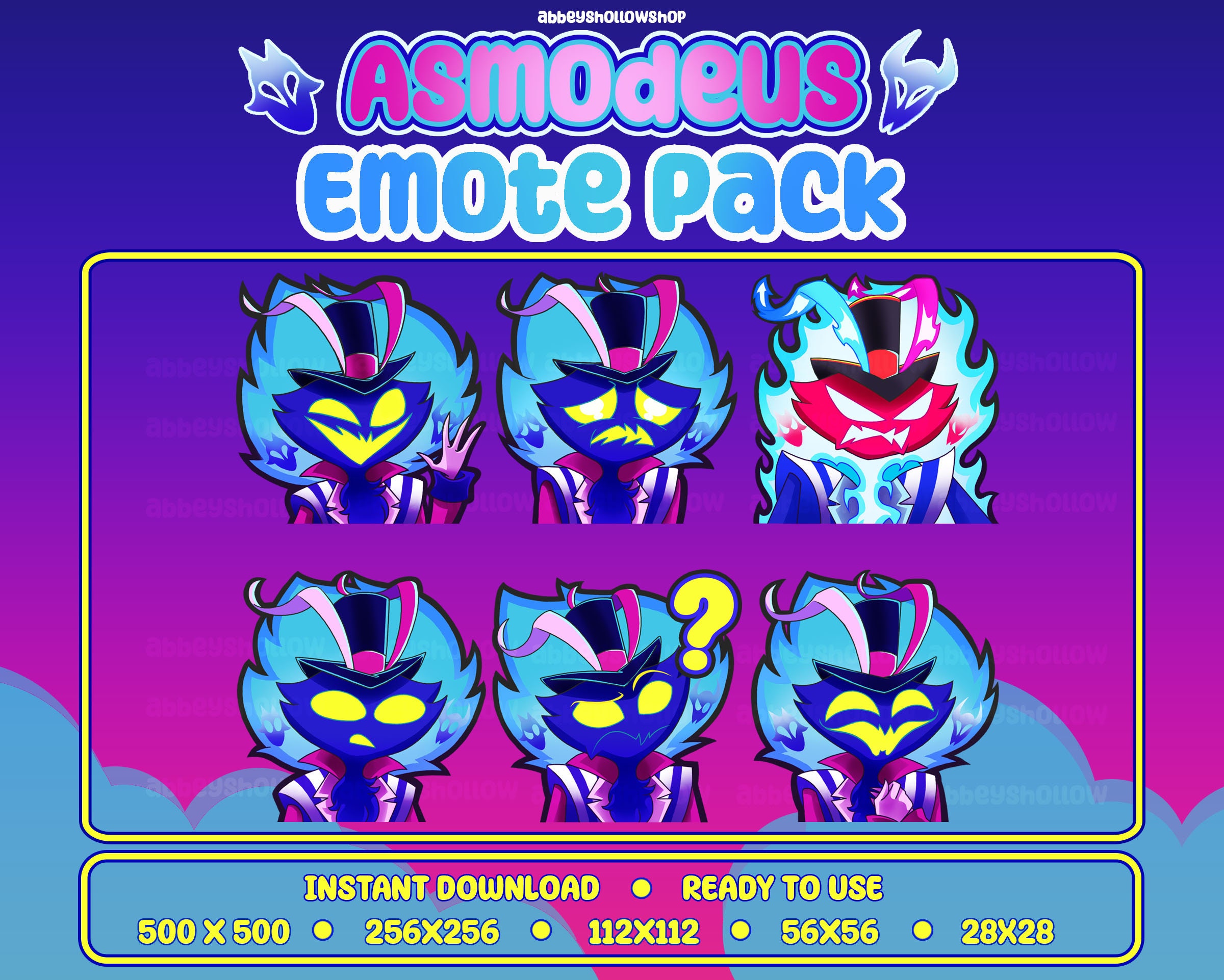 Helluva Boss | Asmodeus Premade Emote Pack (6) | Twitch Emotes ...