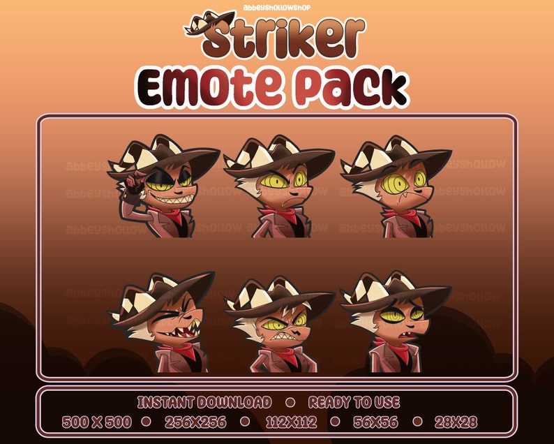 Helluva Boss | Striker Premade Emote Pack (6) | Twitch Emotes | Discord ...