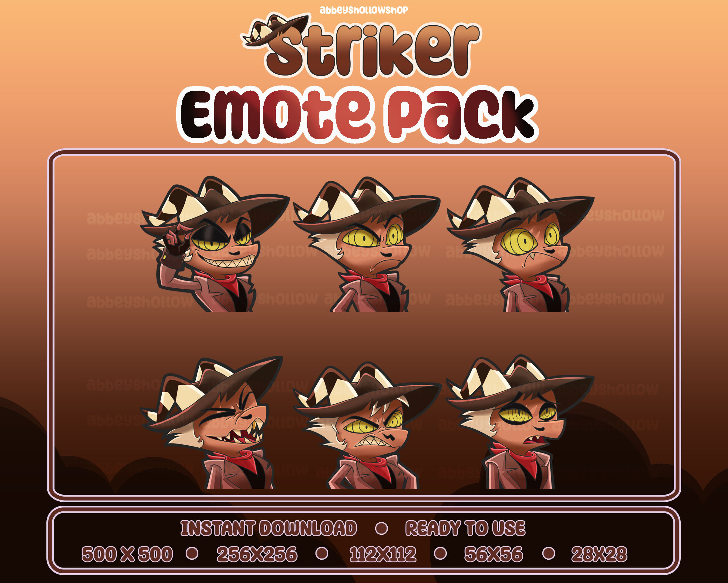 Helluva Boss | Striker Premade Emote Pack (6) | Twitch Emotes | Discord ...