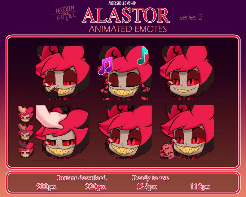 Alastor ANIMATED Emote Pack: Hazbin Hotel Series 2, Twitch, Discord ...