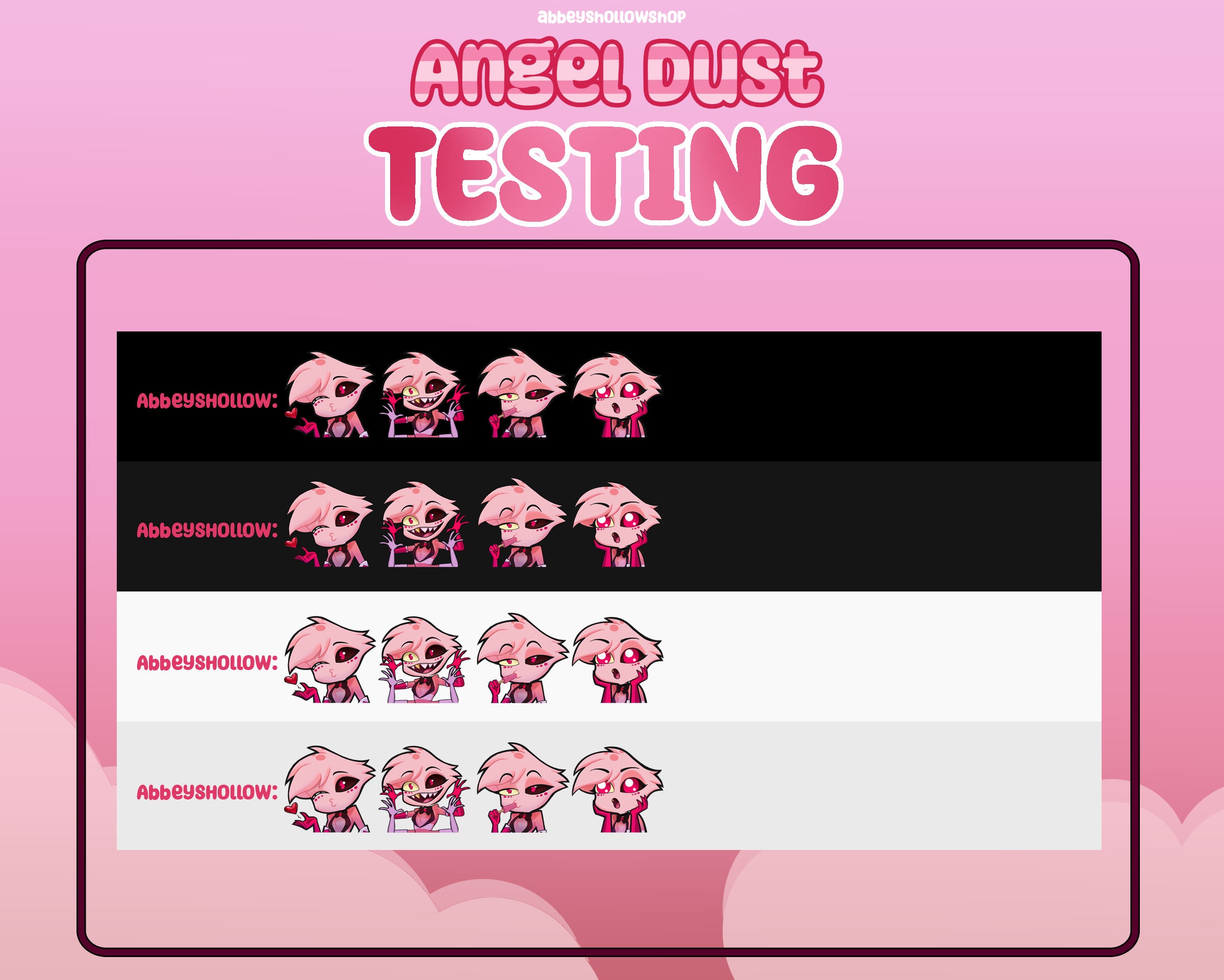 Animated Hazbin Hotel Angel Dust Premade Emote Pack 4 Twitch Emotes ...