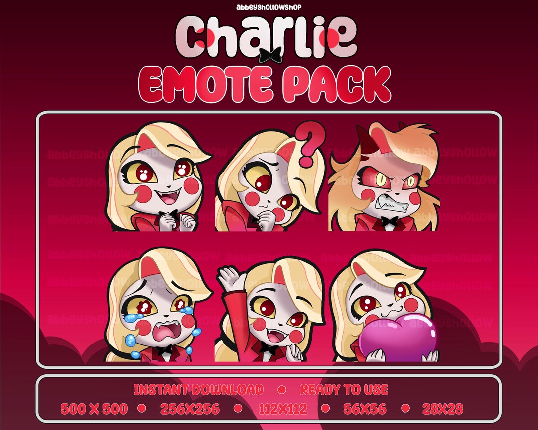 Hazbin Hotel | Charlie Premade Emote Pack (6) | Twitch Emotes | Discord ...