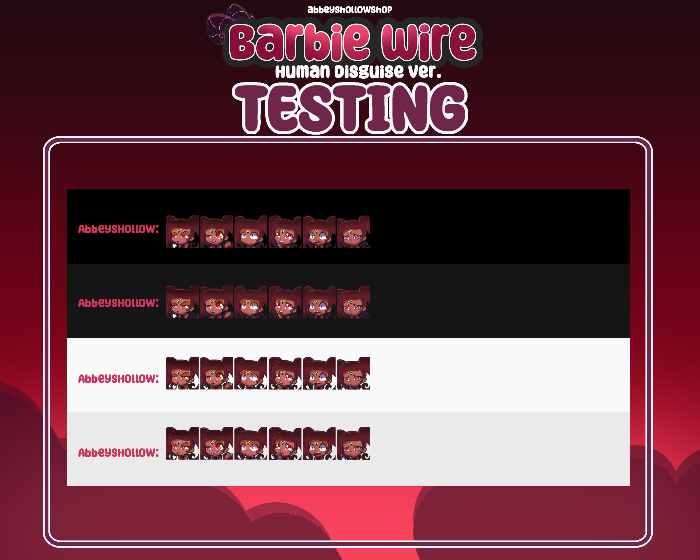 Helluva Boss Barbie Wire human Disguise Premade Emote Pack 6 Twitch ...