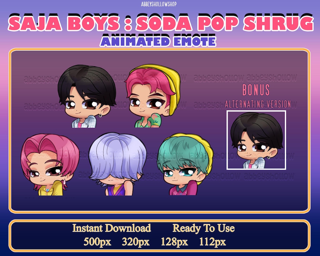 Kpop Demon Hunters Saja Boys Soda Pop Shrug Animated Emotes | Twitch ...