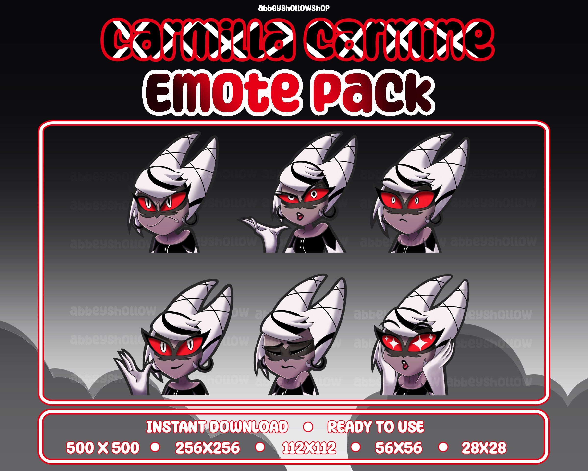 Hazbin Hotel | Carmilla Carmine Premade Emote Pack (6) | Twitch Emotes ...