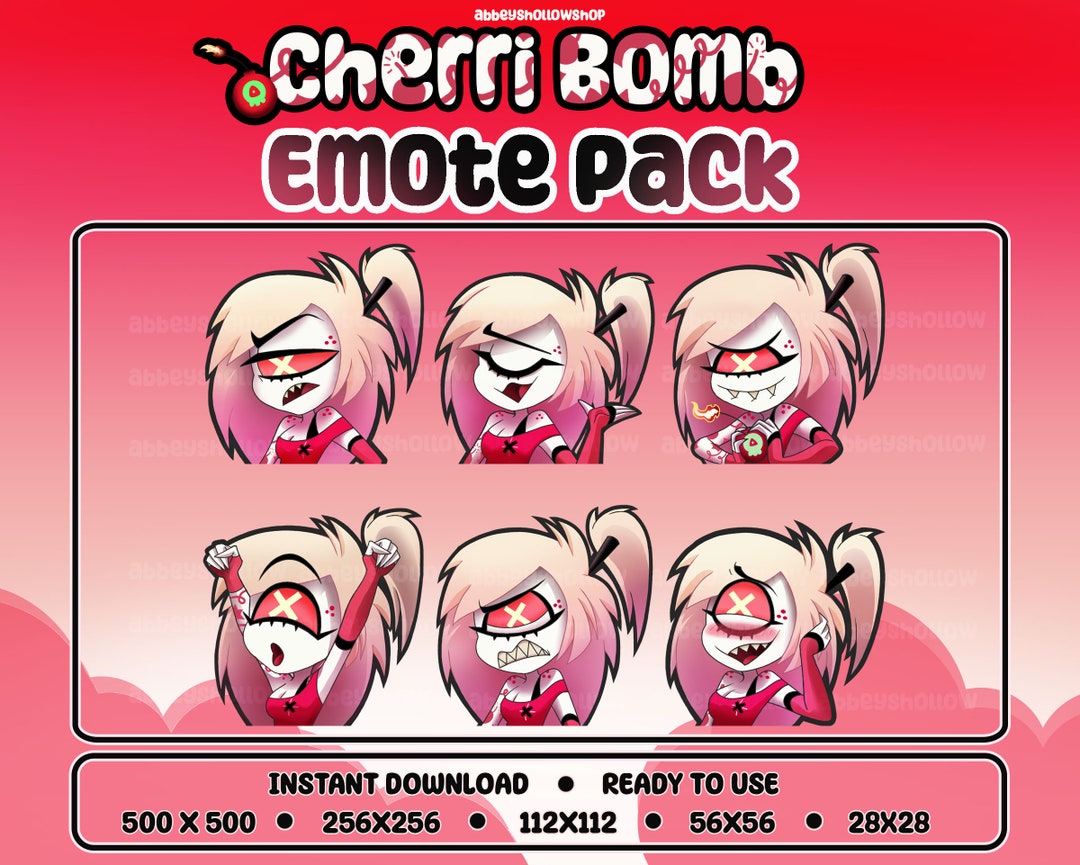Hazbin Hotel | Cherri Bomb Premade Emote Pack (6) | Twitch Emotes ...