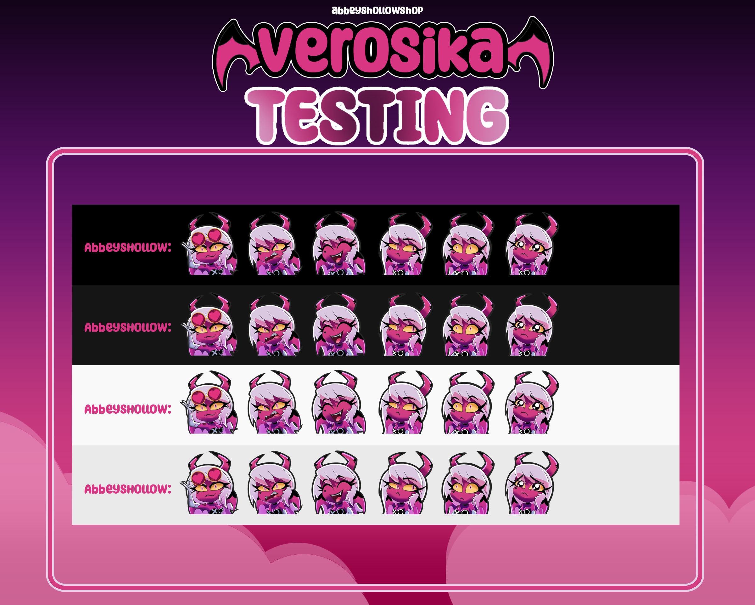 Helluva Boss | Verosika Premade Emote Pack (6) | Twitch Emotes ...
