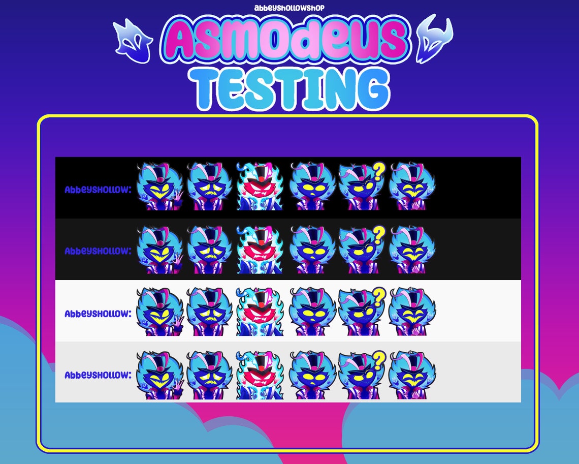 Helluva Boss | Asmodeus Premade Emote Pack (6) | Twitch Emotes ...