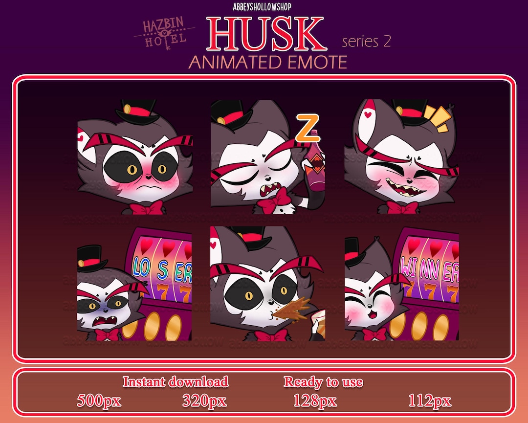 Husk ANIMATED Emote Pack: Hazbin Hotel Series 2, Twitch, Discord ...