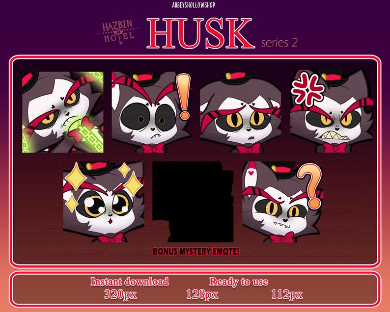 Husk Static Emote Pack: Hazbin Hotel Series 2, Twitch/discord Streamer ...