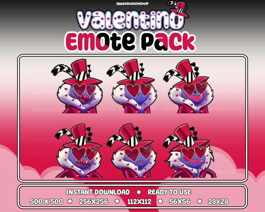 Hazbin Hotel | Valentino Premade Emote Pack (6) | Twitch Emotes ...