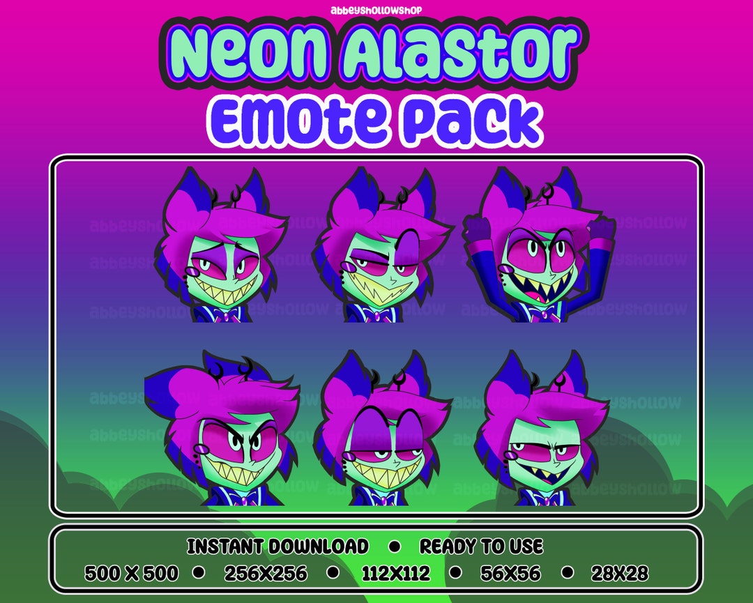 Hazbin Hotel | NEON Alastor Premade Emote Pack (6) | Twitch Emotes ...