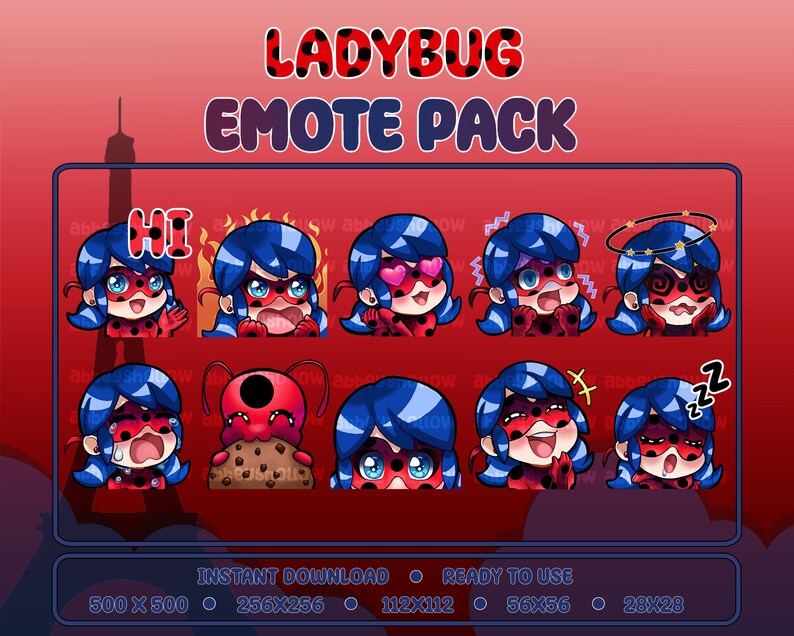 Lady Bug Miracle Premade Emote Pack 10 Twitch Emotes Discord Emotes - Etsy