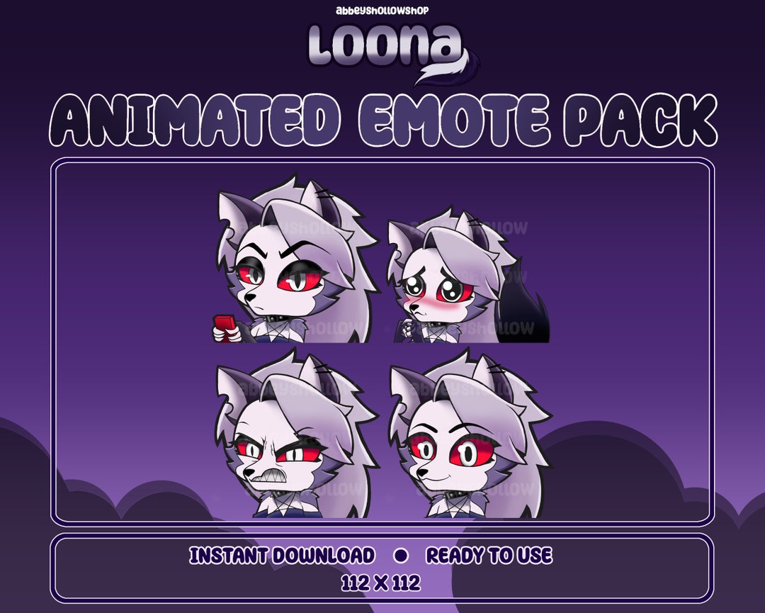Animated Helluva Boss | Loona Premade Emote Pack (4) | Twitch Emotes ...
