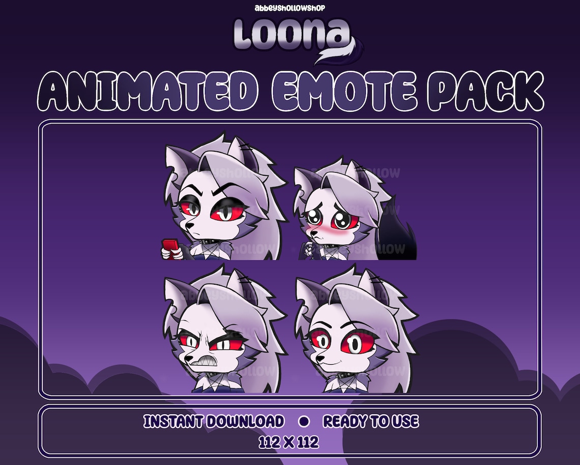 Animated Helluva Boss | Loona Premade Emote Pack (4) | Twitch Emotes ...