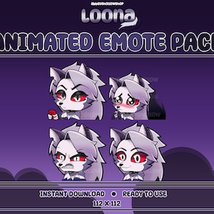 Animated Helluva Boss | Loona Premade Emote Pack (4) | Twitch Emotes ...