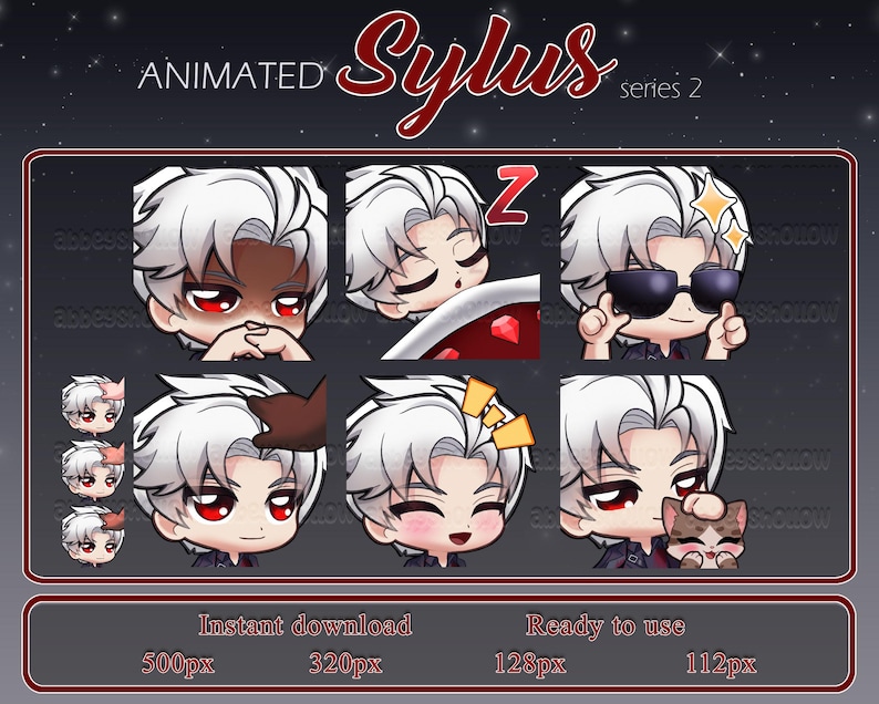 Sylus ANIMATED Emote Pack: Love and Deepspace Series 2, Twitch, Discord ...