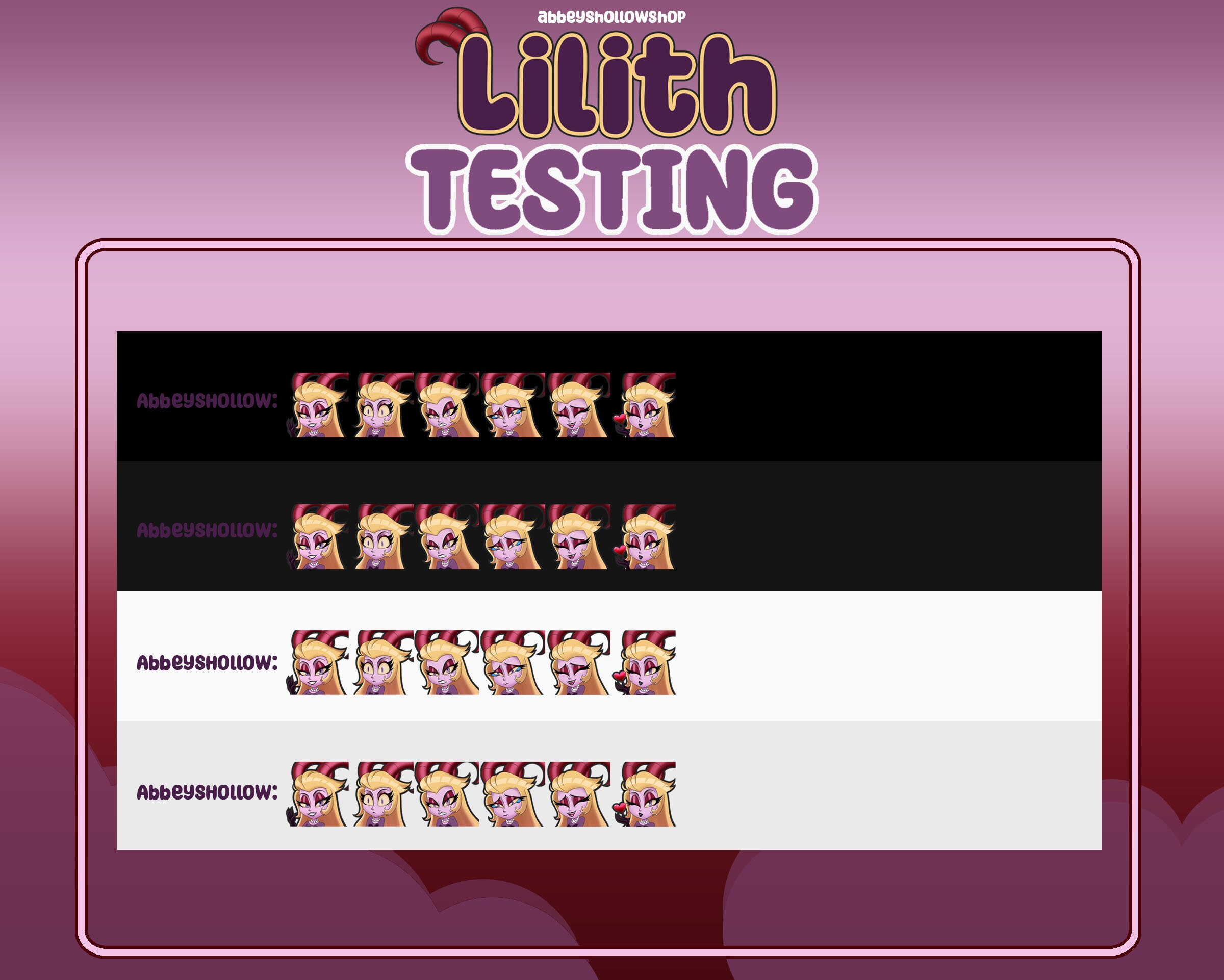 Hazbin Hotel | Lilith Premade Emote Pack (6) | Twitch Emotes | Discord ...