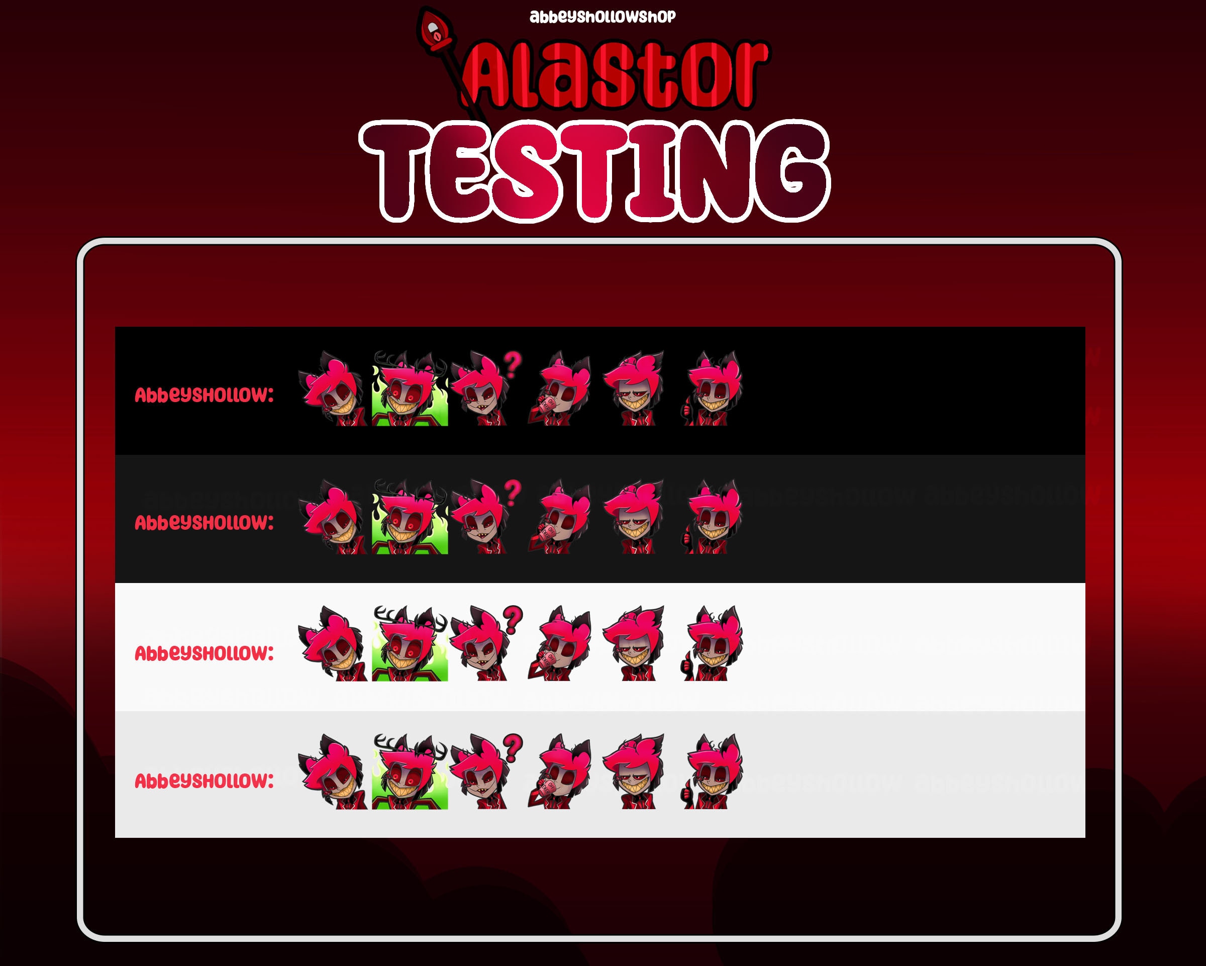 Hazbin Hotel | Alastor Premade Emote Pack (6) | Twitch Emotes | Discord ...