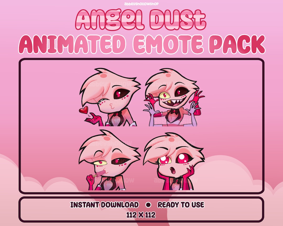 Animated Hazbin Hotel Angel Dust Premade Emote Pack 4 Twitch Emotes ...